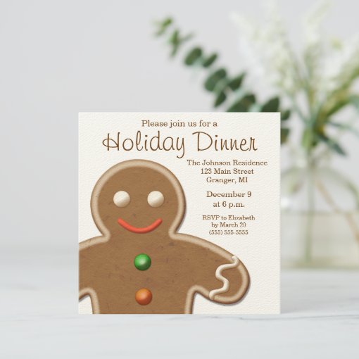 Cute Gingerbread Man Holiday Party Invitation | Zazzle