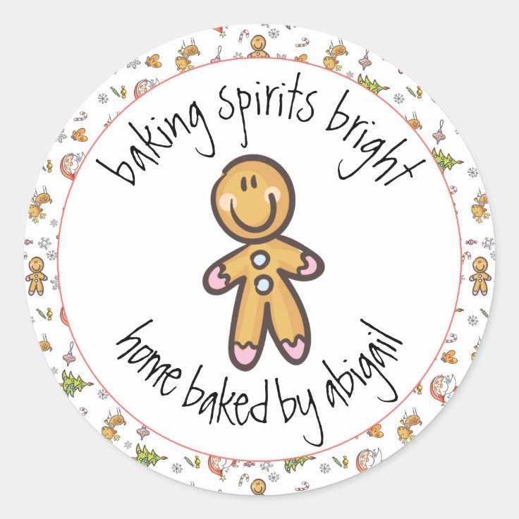 Cute Gingerbread Man Homemade Cookies + Treats Fun Classic Round ...