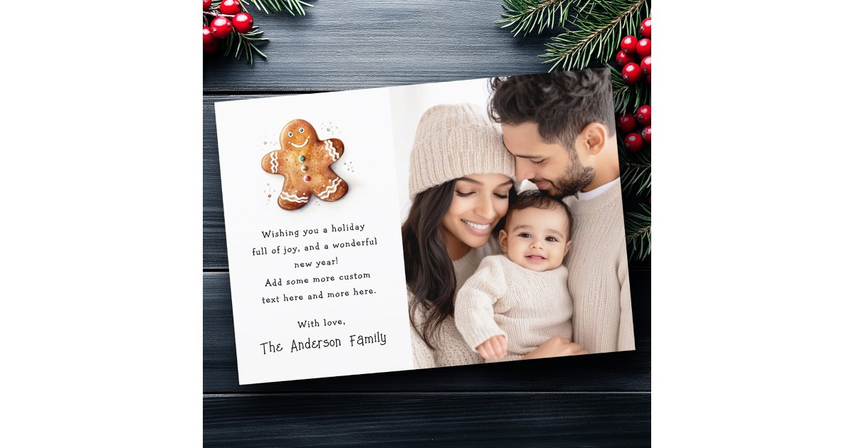 Cute gingerbread man Merry Christmas photo Holiday Card | Zazzle