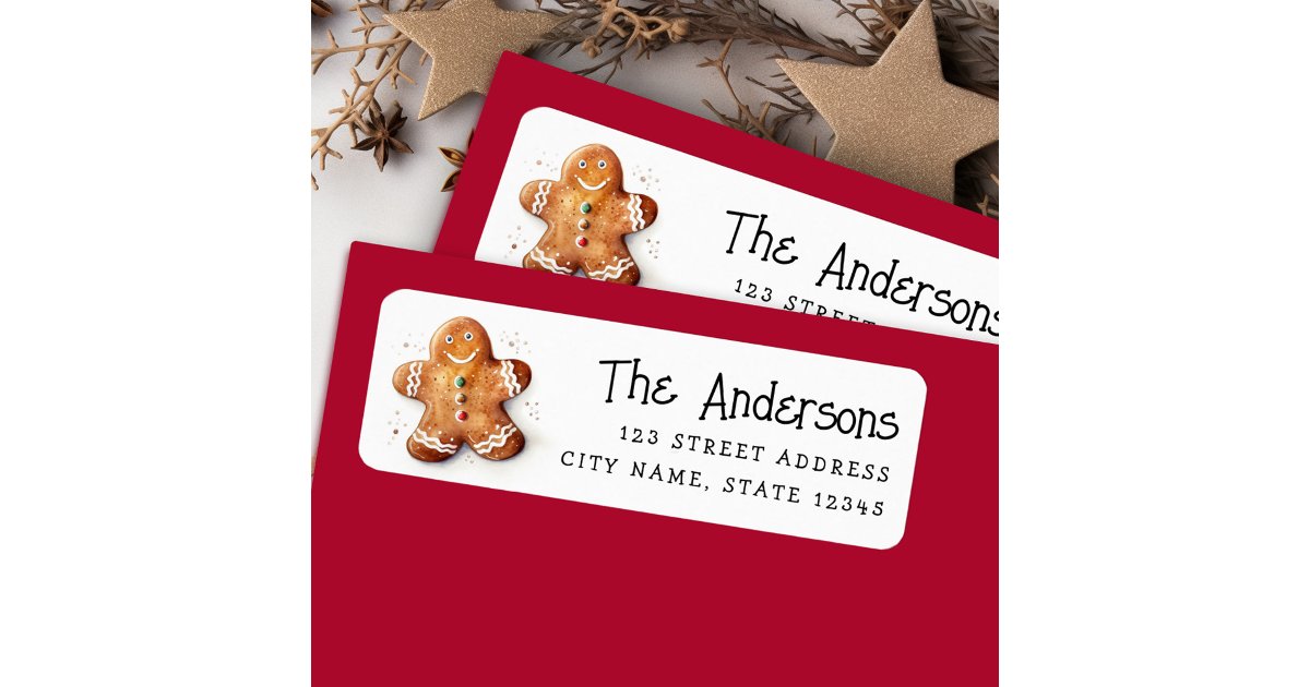 Cute gingerbread man return address label | Zazzle