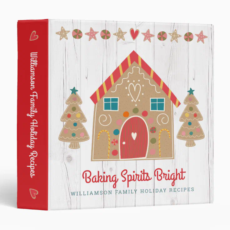Cute Gingerbread Rustic Holiday Recipe Cookbook 3 Ring Binder | Zazzle