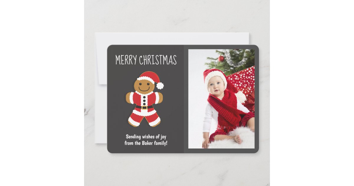 Cute Gingerbread Santa Photo Christmas Holiday Card | Zazzle