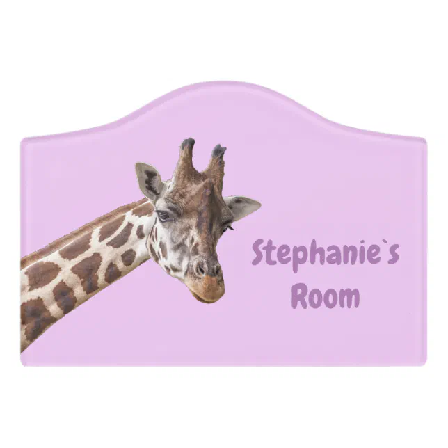 Cute Giraffe Animal Personalized Name Kids Door Sign | Zazzle