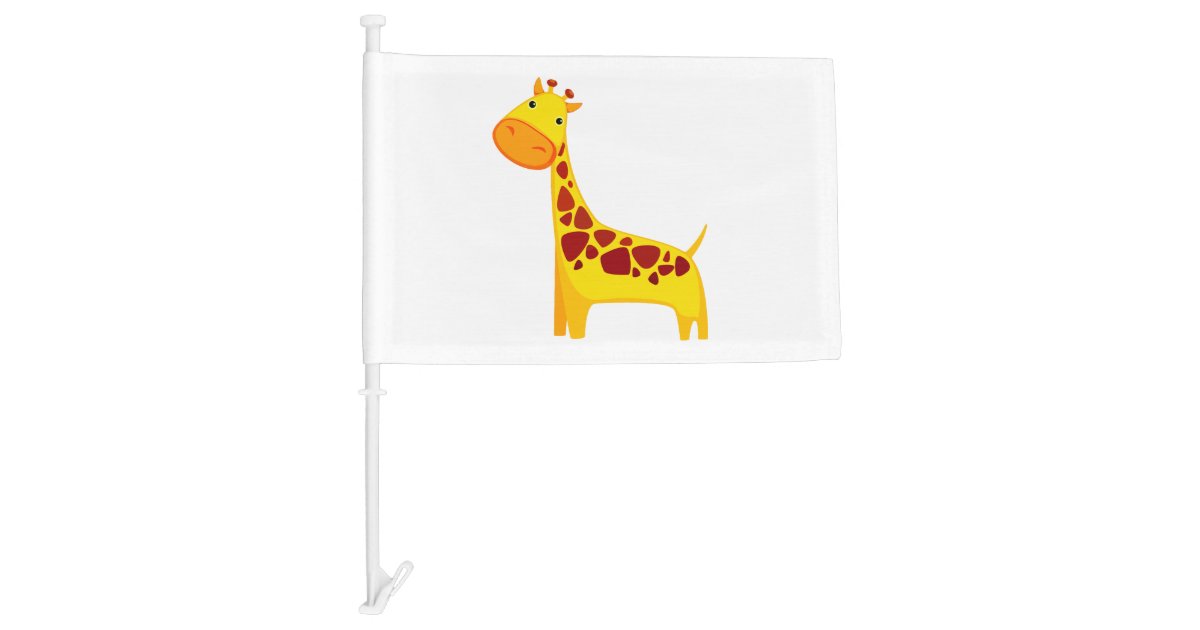 Cute giraffe cartoon car flag | Zazzle
