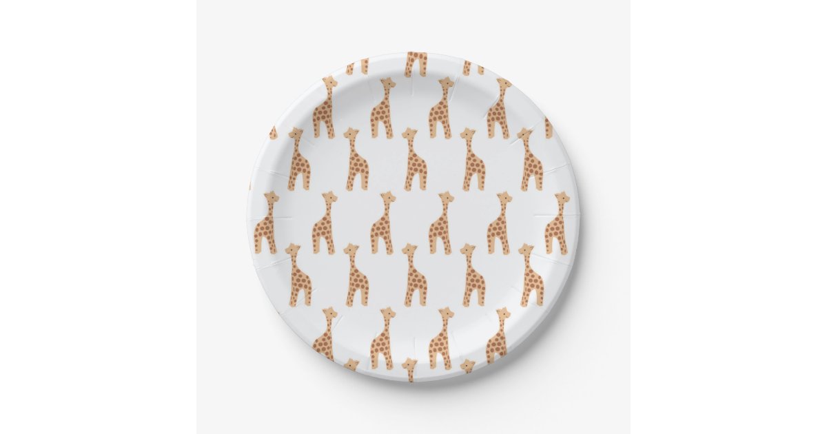 cute giraffe cartoon printed paper plates | Zazzle