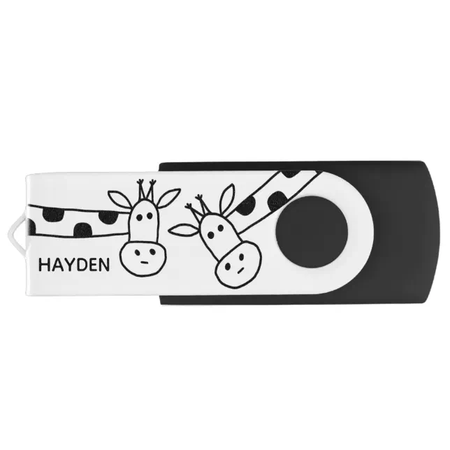 Cute Giraffe Doodles Personalised Flash Drive | Zazzle
