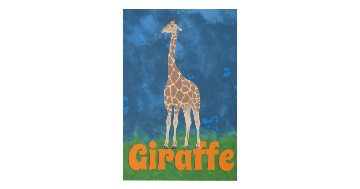 Cute Giraffe Drawing Faux Canvas Print | Zazzle