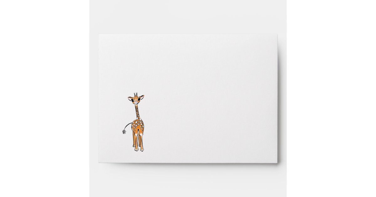 Cute giraffe drawing, safari animals envelope | Zazzle