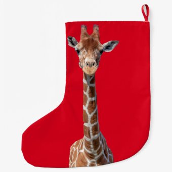 Cute giraffe face large christmas stocking | Zazzle