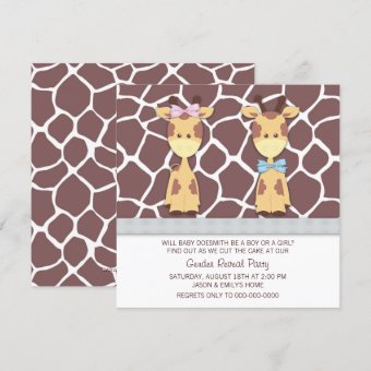 Cute Giraffe Gender Reveal Party Invitation | Zazzle