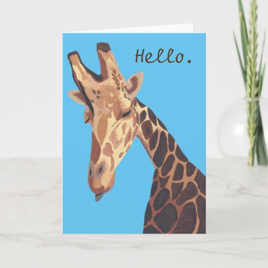 Cute Giraffe Head Painting Hello Greeting Cards | Zazzle.com
