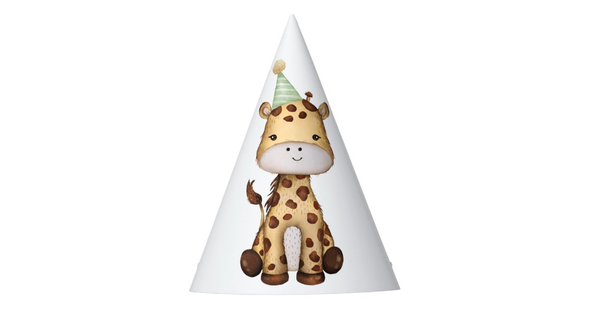 Cute Giraffe Party Animal Wild One Safari Birthday Party Hat | Zazzle