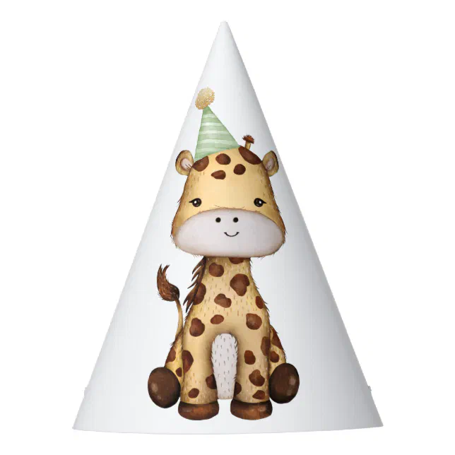 Cute Giraffe Party Animal Wild One Safari Birthday Party Hat | Zazzle