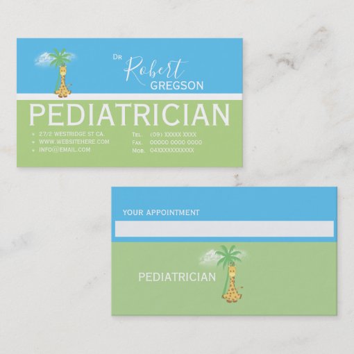 Cute Giraffe Pediatrician Appointment Card | Zazzle