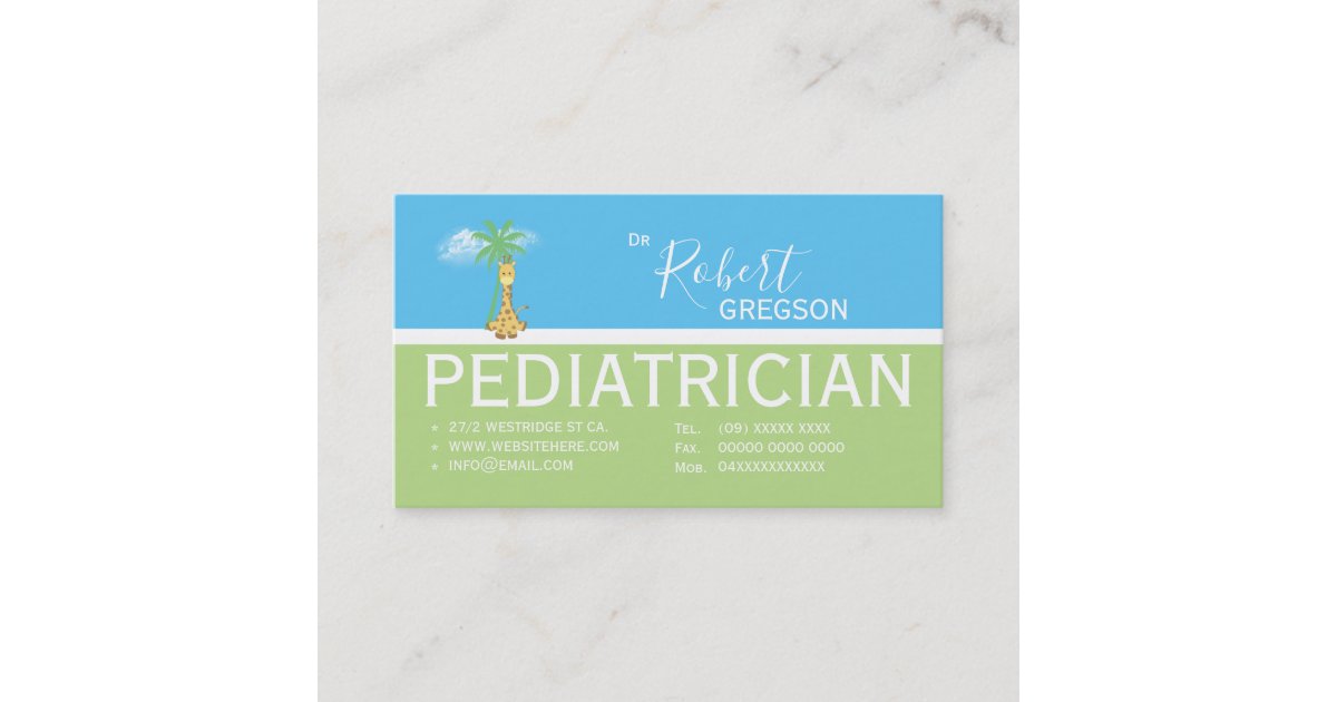 Cute Giraffe Pediatrician Appointment Card | Zazzle