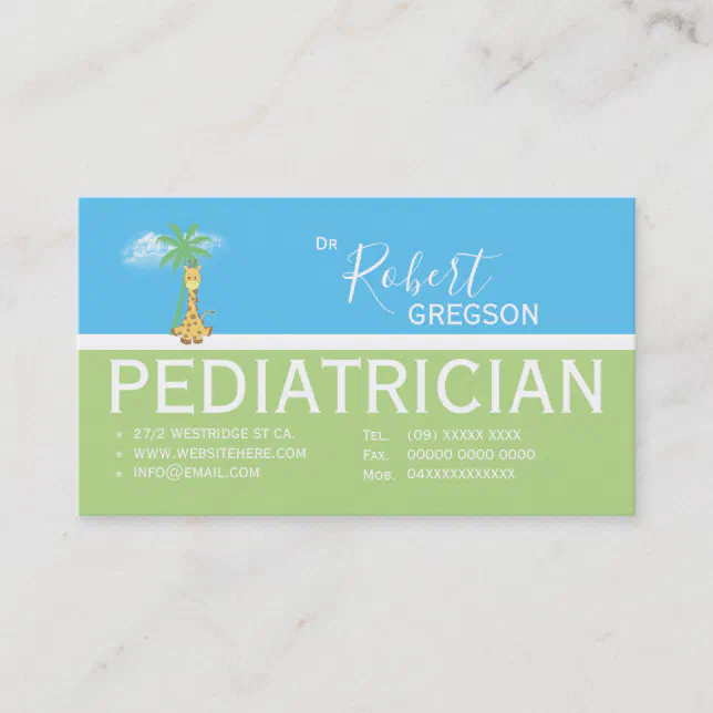 Cute Giraffe Pediatrician Appointment Card | Zazzle