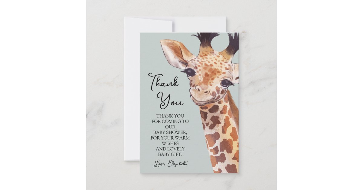 Cute Giraffe Thank You Card | Zazzle