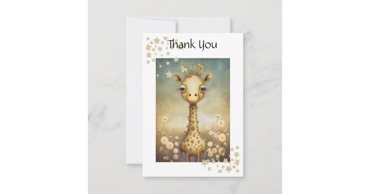 Cute Giraffe Thank You Card | Zazzle