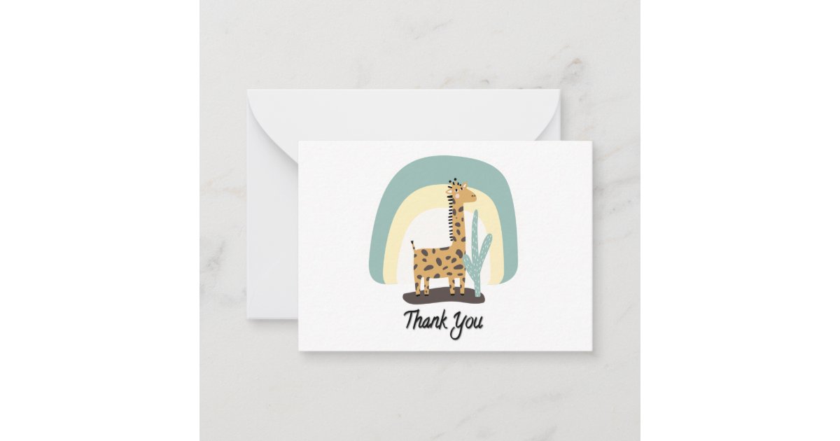 Cute Giraffe Thank You Note Card | Zazzle