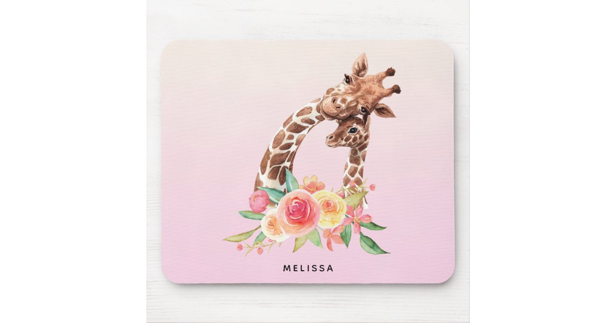 Cute Giraffe Watercolor Mom & Baby Mouse Pad | Zazzle