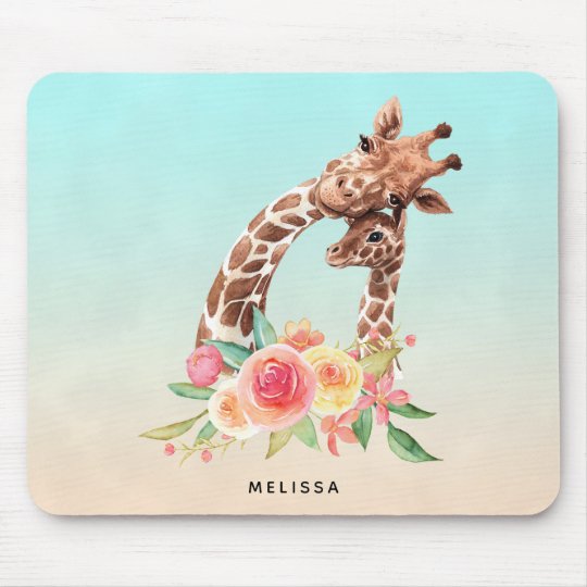 Cute Giraffe Watercolor Mom & Baby Mouse Pad | Zazzle.com