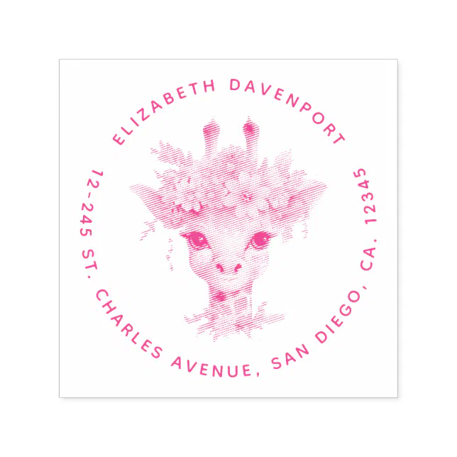 Cute Giraffe with Floral Crown Self-inking Stamp | Zazzle