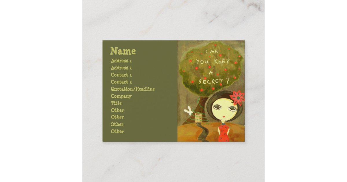 Cute Girl - Can You Keep A Secret? Business Card | Zazzle