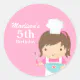 Cute Girl Chef Cooking Baking Birthday Party Classic Round Sticker | Zazzle