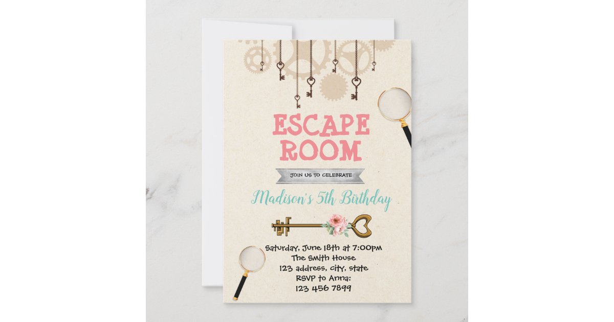 Cute girl escape room party invitation | Zazzle