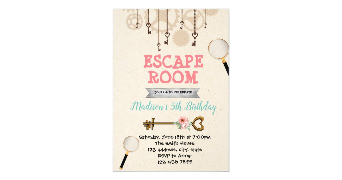 Cute girl escape room party invitation | Zazzle.com