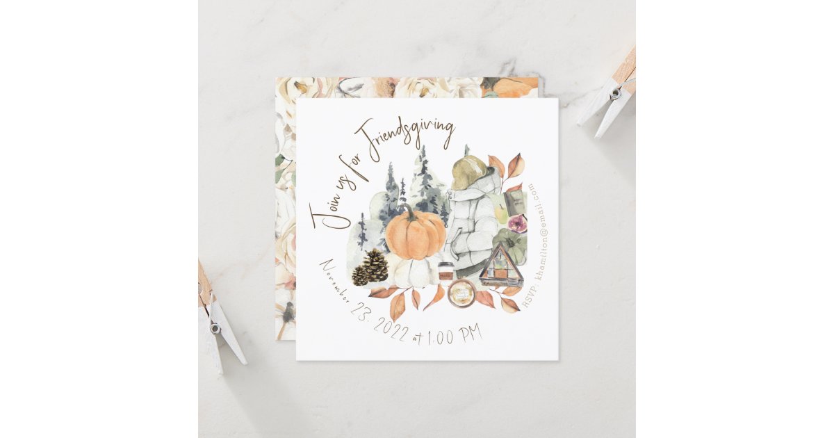 Cute Girl Friendsgiving Thanksgiving Dinner Invitation | Zazzle
