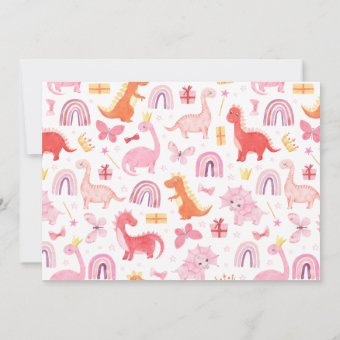 Cute Girl Pink Dino Dinosaur Photo Kids Birthday Invitation | Zazzle
