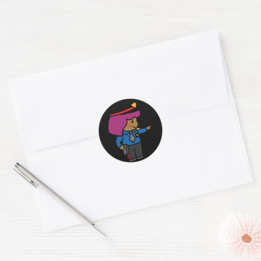Cute girl Police Officer Classic Round Sticker | Zazzle
