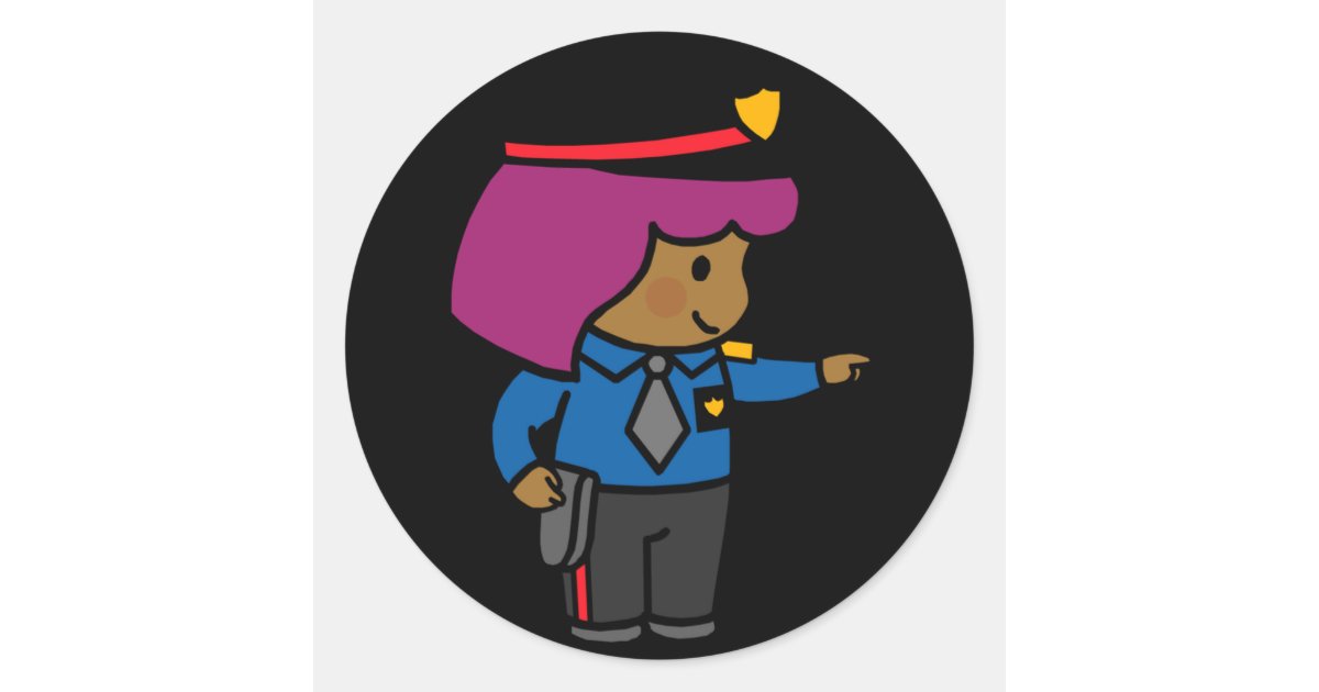 Cute girl Police Officer Classic Round Sticker | Zazzle