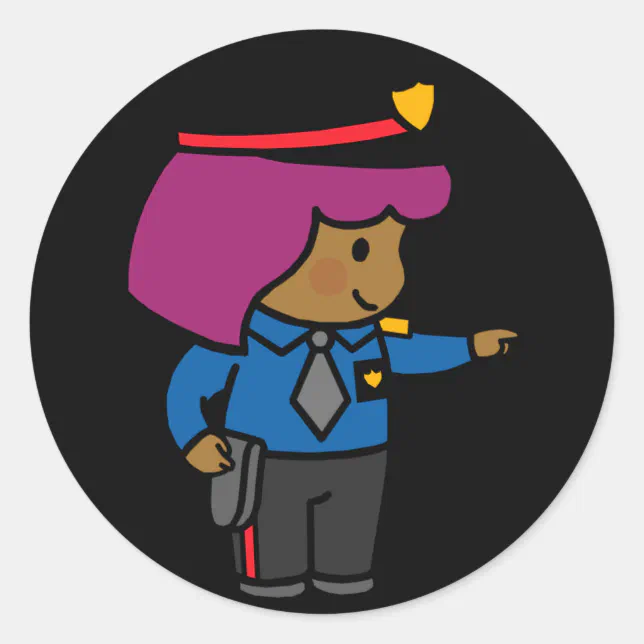 Cute girl Police Officer Classic Round Sticker | Zazzle