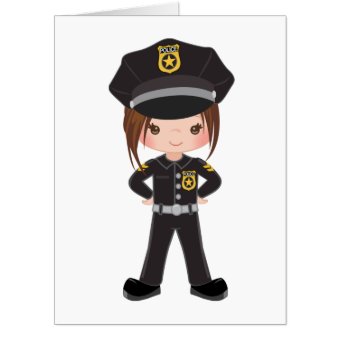 Cute Girl Police Officer Party Birthday Greeting Card | Zazzle