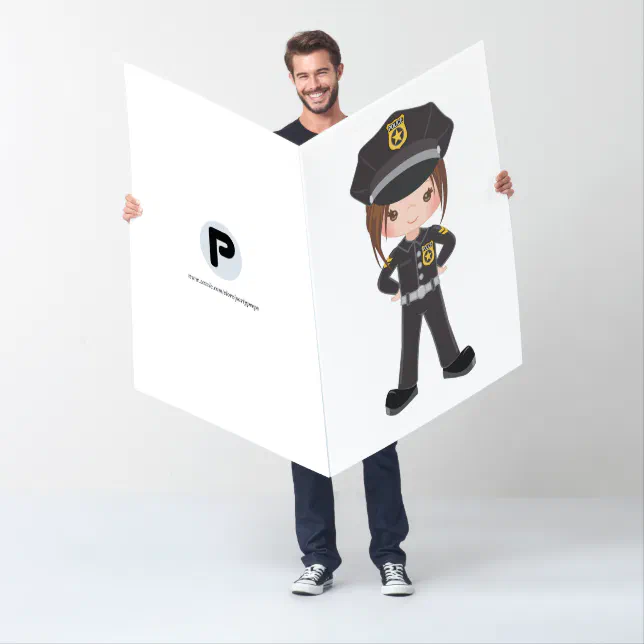 Cute Girl Police Officer Party Birthday Greeting Card | Zazzle