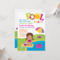 Cute Girl Pool Party Birthday Invitation | Zazzle