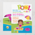 Cute Girl Pool Party Birthday Invitation | Zazzle