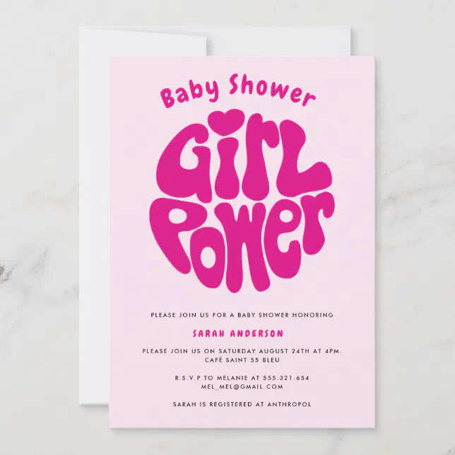 Cute Girl Power with Heart Invitation | Zazzle