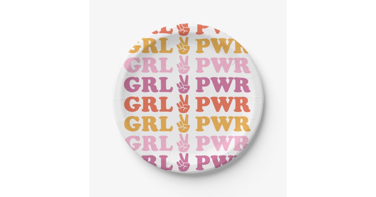 Cute Girl Power with Heart Paper Plate | Zazzle