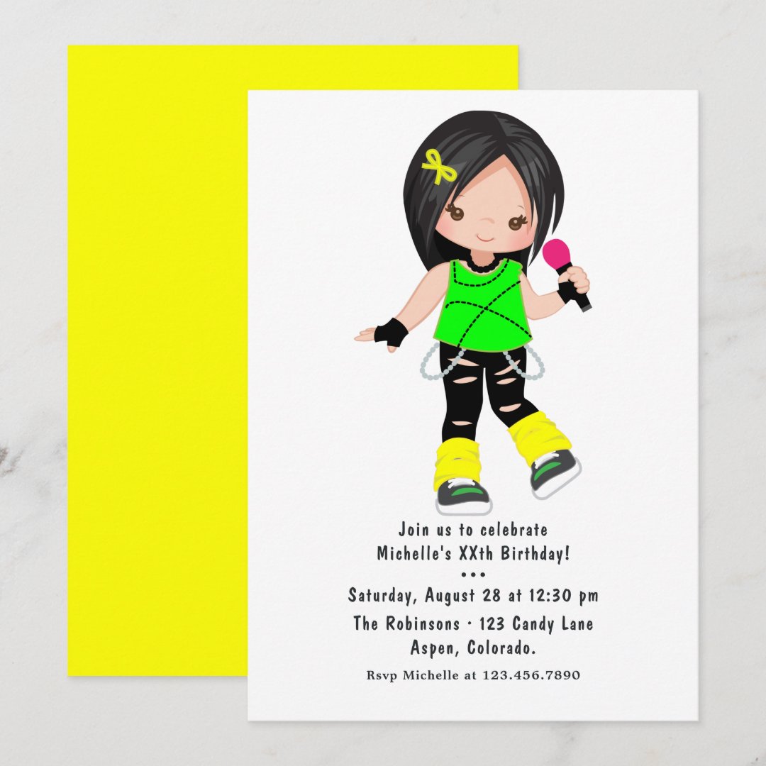 Cute Girl Rock Star Birthday Party Invitation | Zazzle