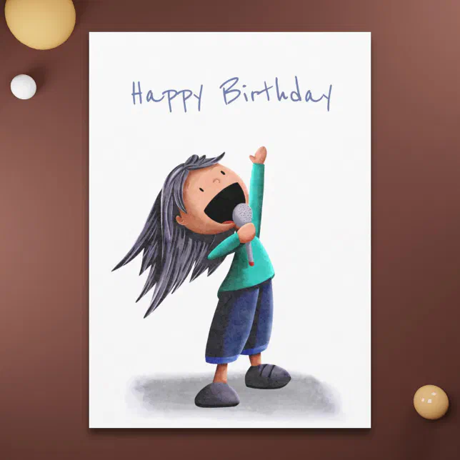 Cute Girl Singing Birthday Card | Zazzle