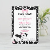 Cute Girls Cow Print Birthday Party Invitation | Zazzle