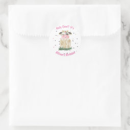 Cute Girls Holy Cow Birthday Party Classic Round Sticker | Zazzle