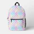Cute Girls Pastel Rainbow Checkered Plaid Printed Backpack | Zazzle