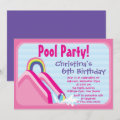 Cute Girls Pool Party Birthday Party Invitations | Zazzle