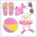 Cute Girls Pool Party Two Sticker | Zazzle