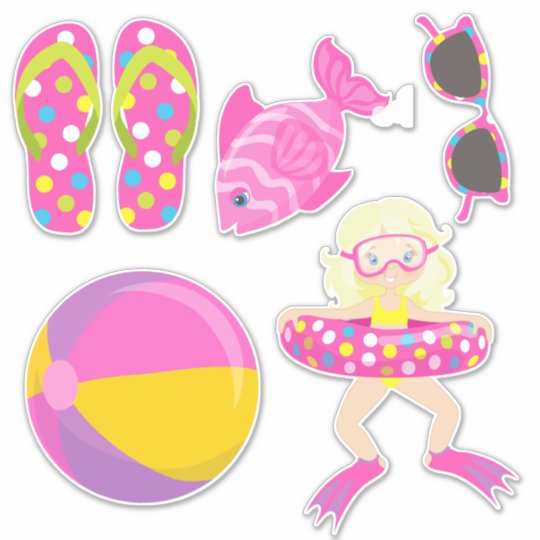 Cute Girls Pool Party Two Sticker | Zazzle.com