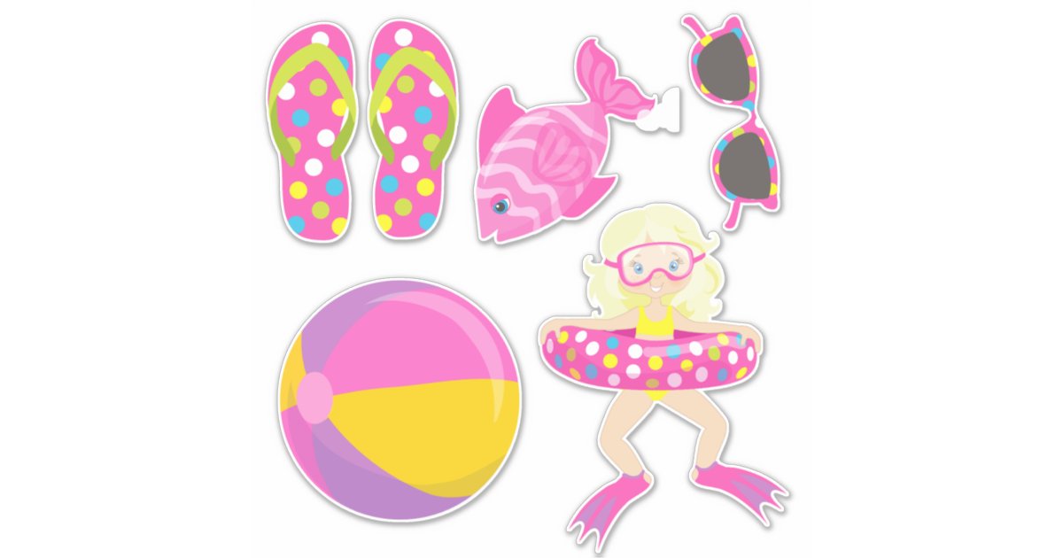 Cute Girls Pool Party Two Sticker | Zazzle